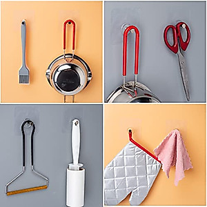10 PCS Adhesive Wall Hooks, NO Damage Wall Hanging Hooks Sticker, Heavy Duty Adhesive Hook for Picture Hat Keys Bathroom Kitchen Tools Hanging, Screw Free Wall Hooks