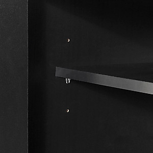 South Shore 2-Door Printer Stand with Storage on Wheels, Pure Black, 19 75 L x 26 W x 27 25 H,