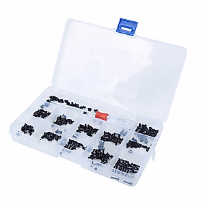 220pcs M2 M2.5 for Laptop for Computer Black Fastener Screw Assortment Repair Tool Kit SCRW-138367