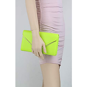 Girly HandBags Metallic Frame Clutch Bag (Neon Green)
