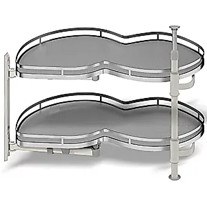 Kinchoix Blind Corner Cabinet Pull Out Organizer, Soft Close Swing Left Pull Out Cabinet Organizer 36inch, Corner Cabinet Lazy Susan for Corner Cabinet Blind Shelf, 2 Tiers Tray, Adjustable Height