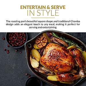 Chamba Black Clay Roasting Pan - Stylish Square Pan From Colombia, Clay Pot for Cooking, Oven Pan, Clay Cooking Pots, Roaster Pan, Elegant Cookware & Dinnerware, Medium Pans 10" x 9" x 2"