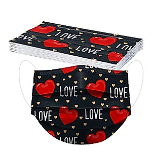 50Pcs Valentines Disposable Masks for Women Valentines Day Adult Disposable Couple Covering Love Valentine's Day Mask
