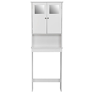 Vasitelan Bathroom Cabinet Over Toilet, Bathroom Storage Cabinet with Glass Doors and Adjustable Shelves, Over The Toilet Storage Cabinet, White