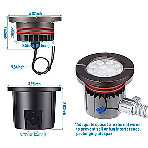 LEONLITE 6W Well Lights Landscape LED In Ground Outdoor, Low Voltage 12-24V AC/DC, IP67 Waterproof Aluminum in-Grade Up Lighting for Trees, CRI 90 3000K, Oil Rubbed Bronze, Pack of 6