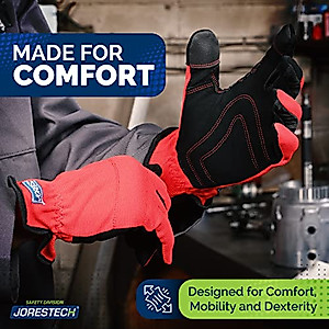 JORESTECH 3 in 1 Pack Touch Screen Technology Multipurpose Work gloves (Large, Yellow/Red/Gray)