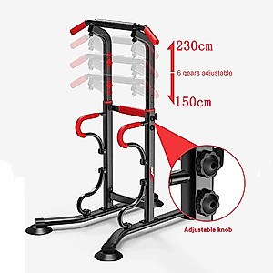 KDFJ Pull Up & Dip Stand Power Tower Dip Station Pull Up Bar Home Gym Strength Training Durable Single Push Ups Stands-Black