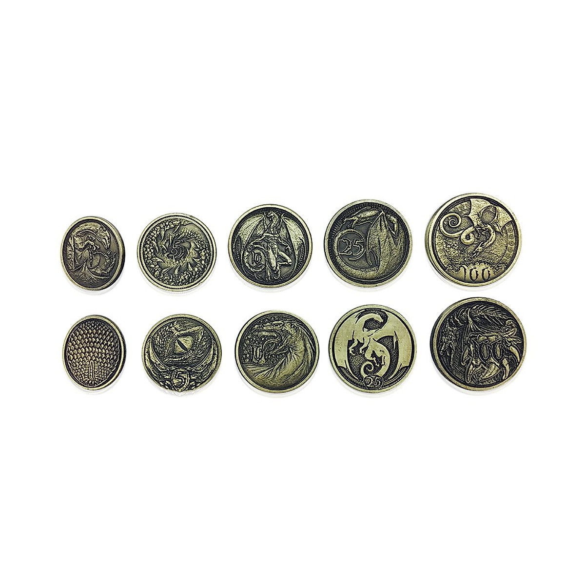 Norse Foundry Dragon Variety Pack (Set of 10) (Metal Plated Novelty) Adventure Coins for RPGs/LARP | DND Pathfinder Live Action Role-Playing Games