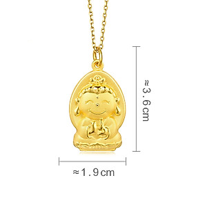 CHOW SANG SANG 999.9 24K Solid Gold Price-by-Weight 6.73g Gold Bodhisattva Pendant for Women 91004P | [Not Include the Necklace]