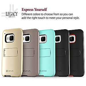 HTC One (M9) Case - VENA [Legacy] Slim Fit Dual Layer Hybrid Case with Kickstand & Screen Protector for HTC One M9 (2015) - Teal & Gray