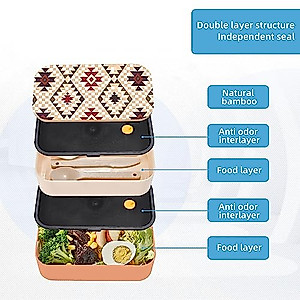 Geometric Vector Adult Lunch Box, Bento Box, With Cutlery Set Of 3, 2 Compartments, Rectangular, Lunch Box For Adults