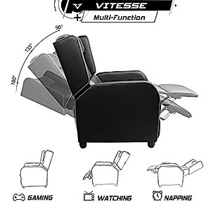 VITESSE Gaming Recliner Chair Racing Style Single PU Leather Sofa Modern Living Room Recliners Ergonomic Comfortable Home Theater Seating, Grey