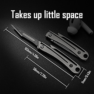 KeyUnity KK07 Mini Titanium Scalpel Knife, KM09 Dual-Gate Carabiner Keychain Clip & KA17 Titanium D Ring Bundle