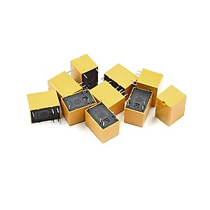 HONJIE DC 5V PCB Mount Power Relay Coil HK4100F SHG 6 Pin Mini Power Relay Yellow-10pcs