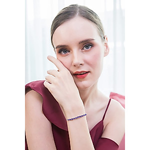 B. BRILLIANT Sterling Silver 5x3mm African Amethyst Oval-Cut Bolo Pull-string Adjustable Tennis Bracelet