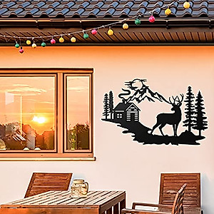 Vivegate Deer Wall Decor – 17.5”X11” Deer Decorations for Home Rustic Forest Wall Decor Deer Pictures Cabin Bathroom Wildlife Metal Wall Art