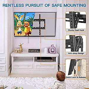 Pipishell Tilt TV Wall Mount Bracket for Most 26-55 Inch LED LCD OLED Flat Curved Screen TVs up to 99lbs Max VESA 400x400mm, Low Profile and 8 Degrees Tilting TV Mount Fits 16 inch Wood Stud spacing
