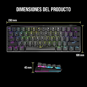 Corsair K70 PRO MINI WIRELESS RGB 60% Mechanical Gaming Keyboard (Fastest Sub-1ms Wireless, Swappable CHERRY MX Red Keyswitches, Aluminum Frame, PBT Double-Shot Keycaps) QWERTY, NA Layout - Black