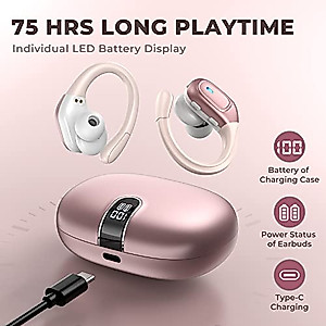 Wireless Earbuds,Ture Wireless Bluetooth 5.3 Earbuds,75H Playtime IPX7 Waterproof Headphones with LED Digital Display & CVC 8.0 Noise Cancelling Mic in-Ear Earphone for iPhone Android Rose Gold