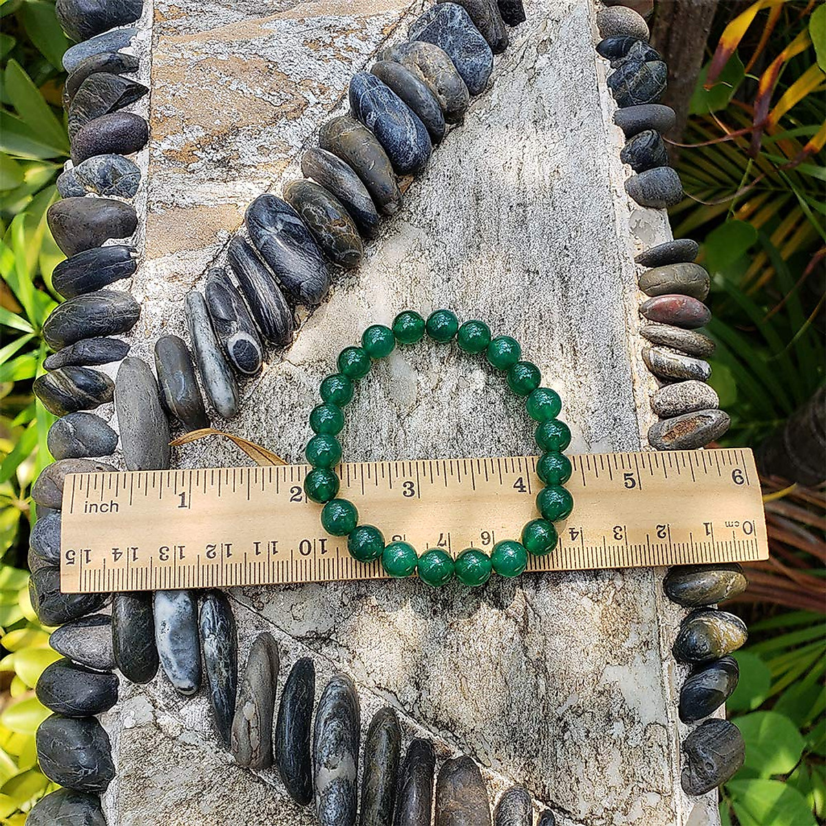 chengmu 8mm Green Agate Stretch Bracelet for Women Natural Handmade Round Beads Semi Precious Gemstone for Crystal Elastic Beaded Bracelet 7.5"