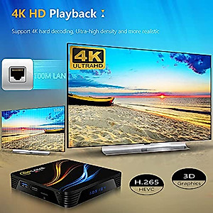 Android TV Box 11.0, 4GB RAM 32GB ROM RK3318 Quad Core 64bit Android Box Supports 2.4G+5G Dual WiFi Bluetooth 4.0 USB 3.0 Ultral 3D 4K Smart TV Box