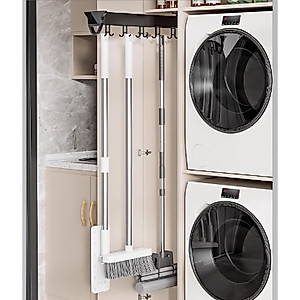 Pull Out Mop Broom Holder & Organizer Tool Racks with 12-20 Heavy Duty Hooks Pull Out Pot And Pan Organizer Multifunctional Sliding Under Cabinet Organization - Kitchen, Closet, Garage Storage ( Size