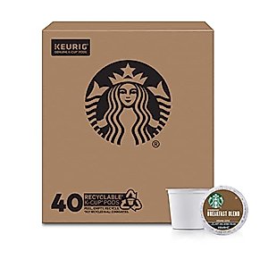 Starbucks Medium Roast K-Cup Coffee Pods — Breakfast Blend for Keurig Brewers — 1 box (40 pods)