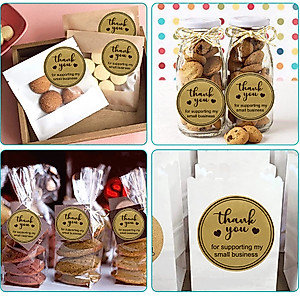 2 Inch Kraft Valentine's Day Thank You for Supporting My Small Business Stickers with Hearts - Heart Valentines Present Gift Thank You Labels Seals for Bubble Mailers and Gift Bags 500 Pcs