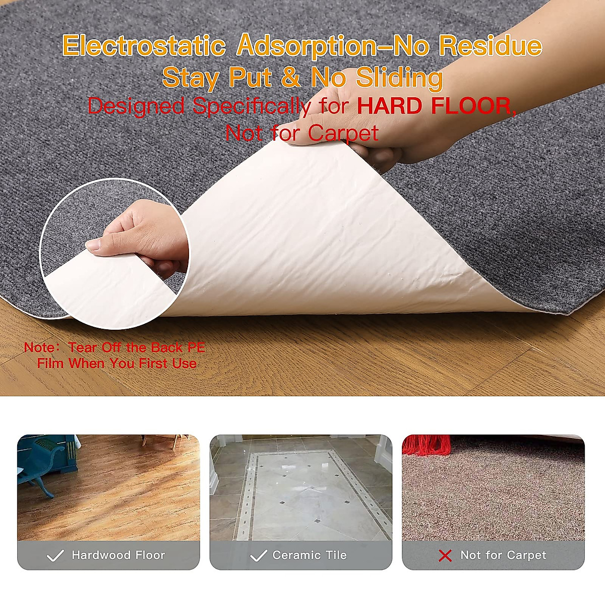 55"x35" Office Desk Chair Mat for Home Office , Upgraded Version - Computer Gaming Rolling Chair Mat, Multi-Purpose Low-Pile Hardwood Floor Protector(Dark Gray)