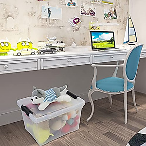 Neadas 34 Quart Plastic Storage Bin with Wheels, Clear Storage Tote Bin, Pack of 4