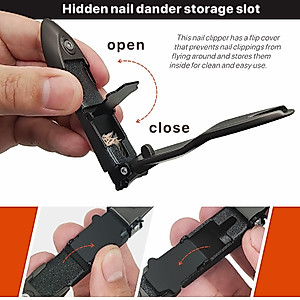 Konovo Nail Clippers for Men, Toe Nail Clippers for Thick Toenails for Seniors, Nail Clipper Set with Catcher, Professional Fingernail Clipper