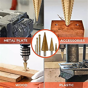 6PCS High-Speed Reaming Pagoda Sawtooth Set,Step Drill Bit Set Cobalt,Multiple Hole Stepped Up Bits for DIY Lover Plastic, Wood, Sheet Metal, Aluminum Hole Drilling