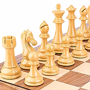 AMEROUS High Polymer Weighted Chess Pieces with 4.25'' King - 2 Extra Queens - Gift Package, Standard Tournament Chessmen for Chess Board or Replacement of Missing Pieces (Chess Pieces Only)