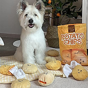 YEPPUPPY Snuffle Puzzle Plush Toys for Dogs–- Dog Enrichment, Mental Stimulation, Interactive Dog Toys-Stress Relief Toy for Natural Foraging Skills- Food Treat Sniff Toy (Potato Chips$ Bag)