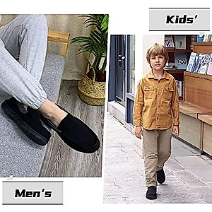 Boys Slippers House Shoes Moccasin Soft Nonslip Rubber Sole Indoor Outdoor Shoes for Boys Black Big Kid 5