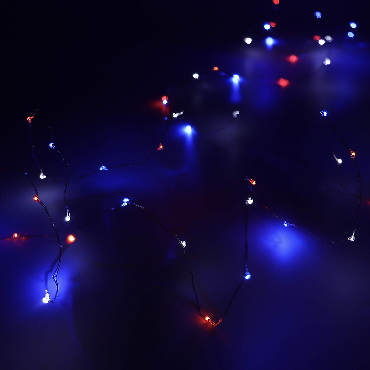 MIYA LIFE Independence String Lights 10FT & 40LEDs & Patriotic Decorations | Battery Powered & Timer Remote (Rice Lights)