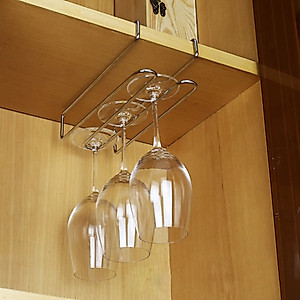 DOITOOL Wall Mounted Stemware Rack, Glass Hanger, 15 in L x 10 in W x 6 in H, Silver