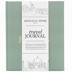 Travel Journal by Duncan & Stone - Sage Green | Travel Planner for Best Friend Gift | Vacation Scrapbook and Photo Album | Congratulations Present for College Graduation or Wedding | Adventure Book for Couples or Boyfriend | World Trip Notebook for Women