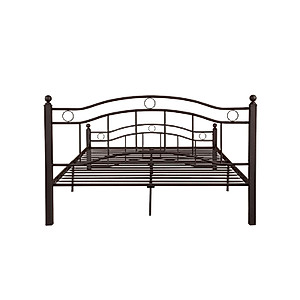FTOPBTB King Size Metal Platform Bed Frame with Victorian Rustic Style Headboard and Footboard, Ample Under-Bed Storage, Heavy Duty Steel Slat Support, No Box Spring Needed (Black, King)