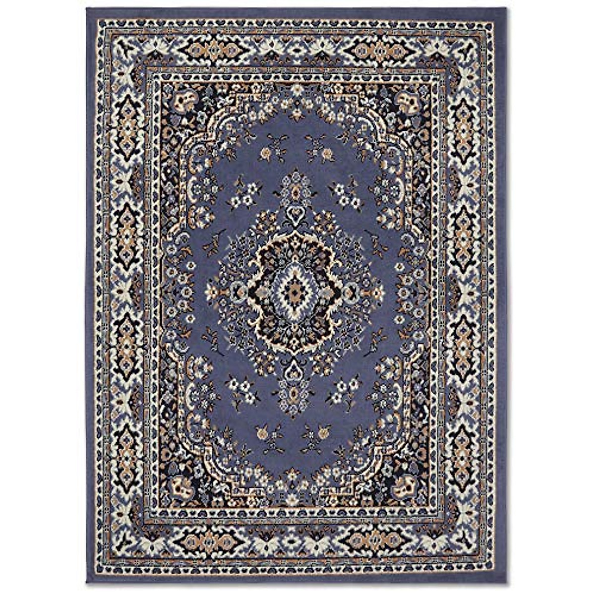 Home Dynamix Premium Sakarya Traditional Medallion Border Area Rug, Country Blue, 5'2"x7'4" Rectangle