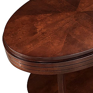 Leick Home 10109-CH Oval Small Coffee Table with Shelf, Chocolate Cherry