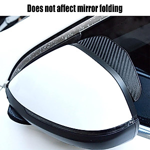 UGSHY 2 PCS Car Rearview Mirror Rain Eyebrow, Carbon Fiber Rubber Rain Shield, Waterproof Dirt-resistant Clear Vision Protector, Universal Rearview Mirror Accessories for Most Cars (Black)