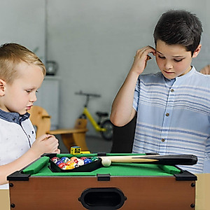 Benfu Mini Table Billiards Game, Home and Office Desktop Billiards Game, Including Pool Table 15 Colorful Balls, 1 Cue Ball, 2 Billiard Sticks, 1 Chalk Triangle Cube (14inches)