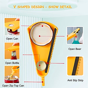 Jar Opener, 4 in 1 Multi Function Can Opener Kit, Non-Slip Bottle Opener for Weak,Senior, Arthritis Hands,2 Packs (Blue+Yellow)