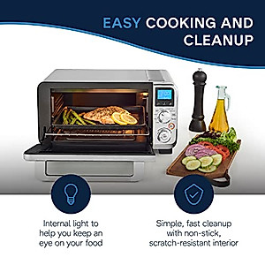 De'Longhi Small Convection Toaster Oven For Countertop With internal light And 9 Preset Functions Including Pizza, Cookies, Roast, Broil, Bake, Easy to Use, 14L, Stainless Steel, 1800W, EO141150M