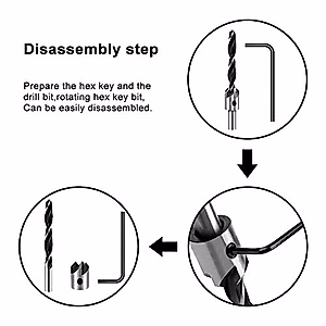 COMOWARE Countersink Drill Bits Set- 7Pcs Counter Sink Bit for Wood High Speed Steel, Woodworking Carpentry Reamer with 1 Free Hex Key Wrench