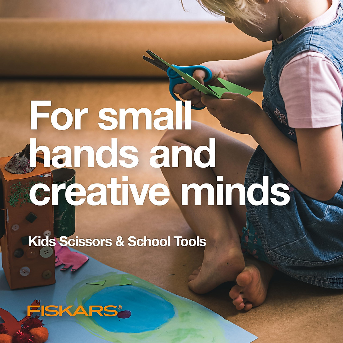 Fiskars Kids Scissors, Scissors for School, Safety Scissors, Blunt Tip Scissors, 5 Inch, 3 Pack, Red, Blue, Turquoise