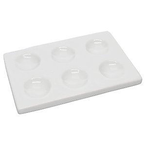 EISCO Spot Plate, 6 Wells - 4"L x 2.8"W - Glazed Porcelain
