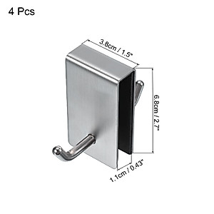 uxcell 4 Pack Shower Door Hook, Double Sided Shower Towel Hooks Over Door Hook for Bathroom Glass Shower Door