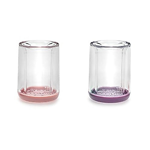 melii Double-Walled Bear Drinking Cup for Toddlers, Kids and Children (Pink + Purple - 2 Pack)